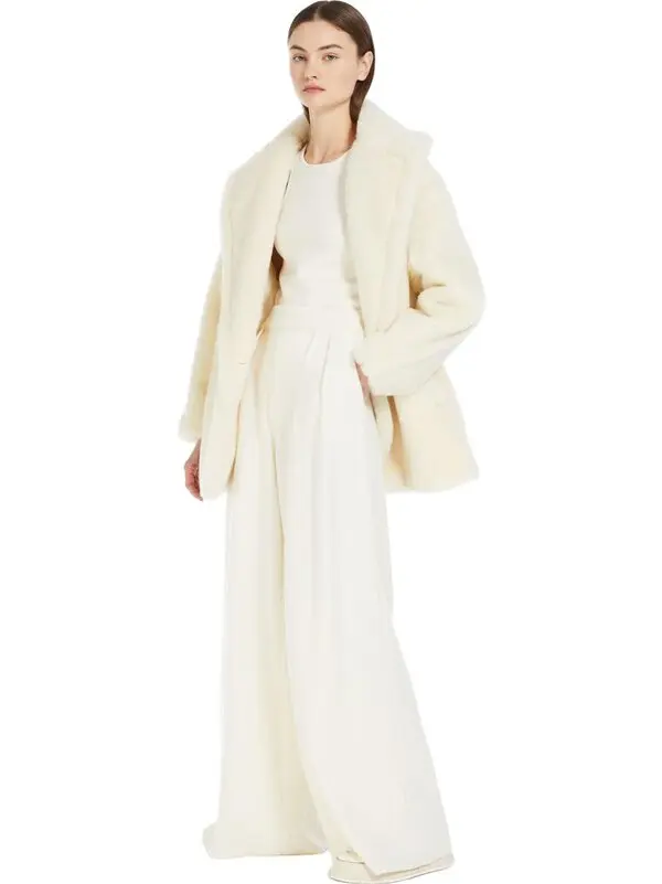 Max Mara Teddy Bear Icon Mid-thigh Coat - White