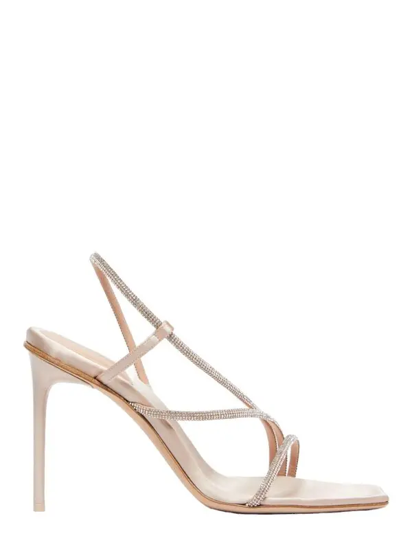 Max Mara Satin And Crystal Sandals - Make Up Nude