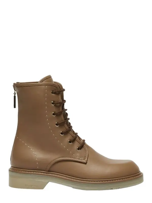 Max Mara Leather Combat Boots - Hazelnut Brown