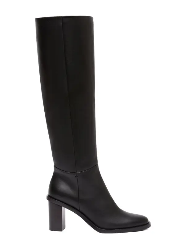 Max Mara Leather Knee High Boots - Black