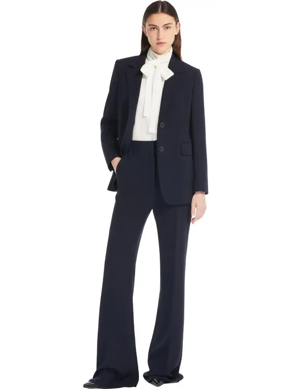 Max Mara Flared Cady Trousers - Navy