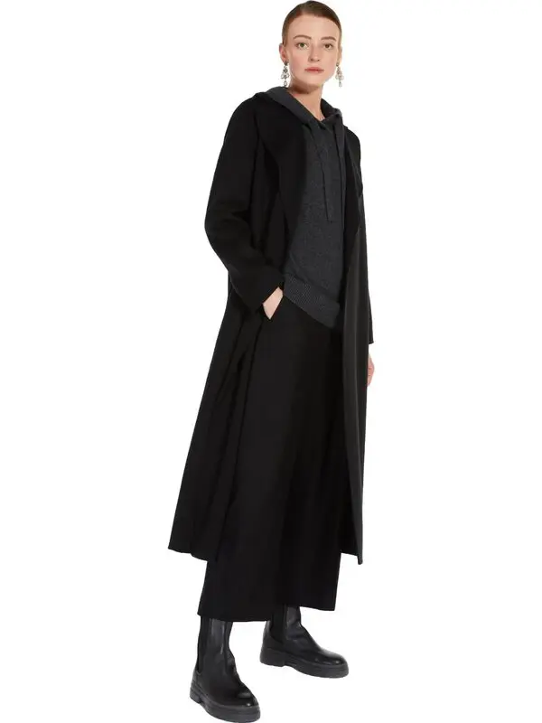 Max Mara Wool Double Drap Wrap Coat - Black