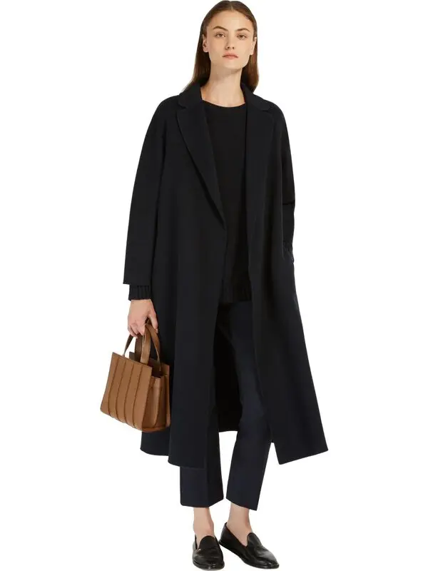 Max Mara Wool Broadcloth Midi Coat - Midnightblue