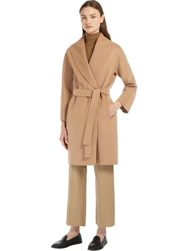 Max Mara Double-faced Wool Robe Coat - Camel
