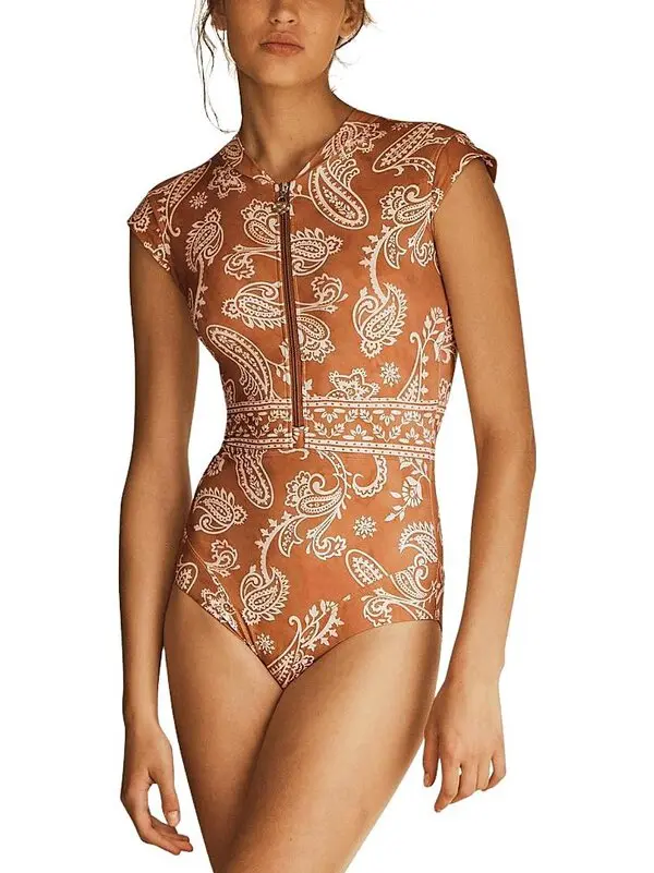 AUR OCEA Buta Panelled One Piece - Brown