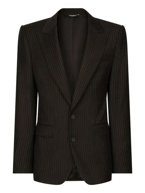 Dolce & Gabbana Single-breasted Pinstripe Wool Sicilia-fit Jacket - Black