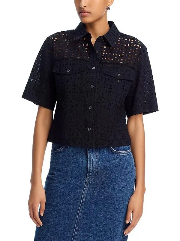 Veronica Beard Eyelet Shirt - Black
