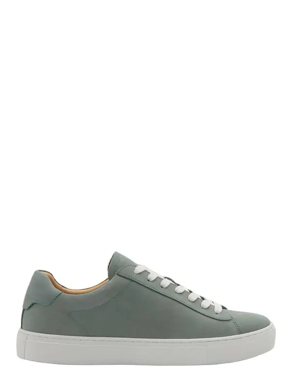 REISS Nubuck Leather Low Top Trainers - Pistachio