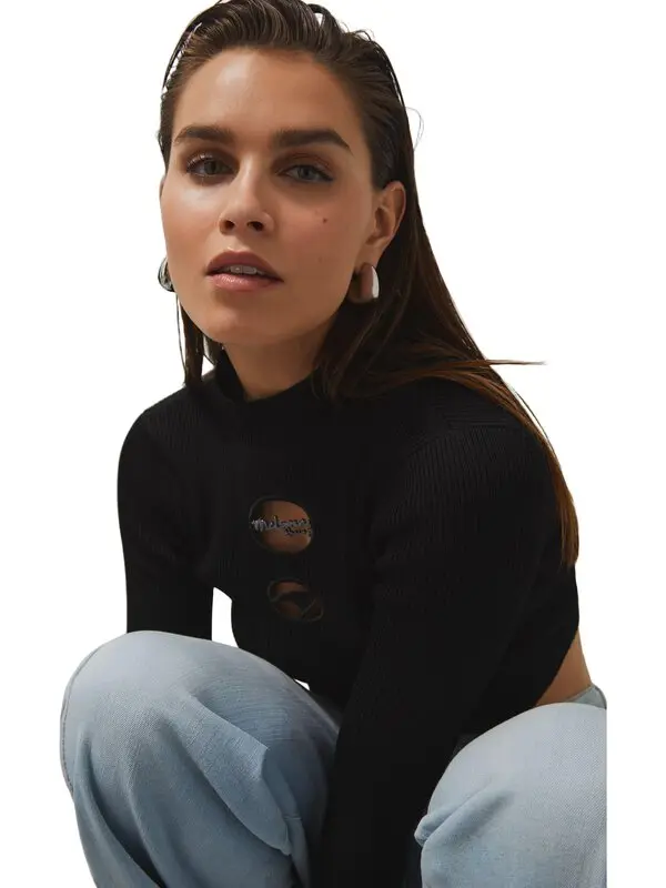 REISS X Mclaren F1 Team Cut-out Knit Crop Top - Black