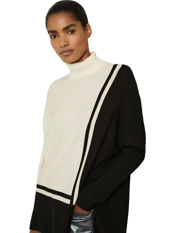 REISS Sophia Colourblock Jumper - Cream/black