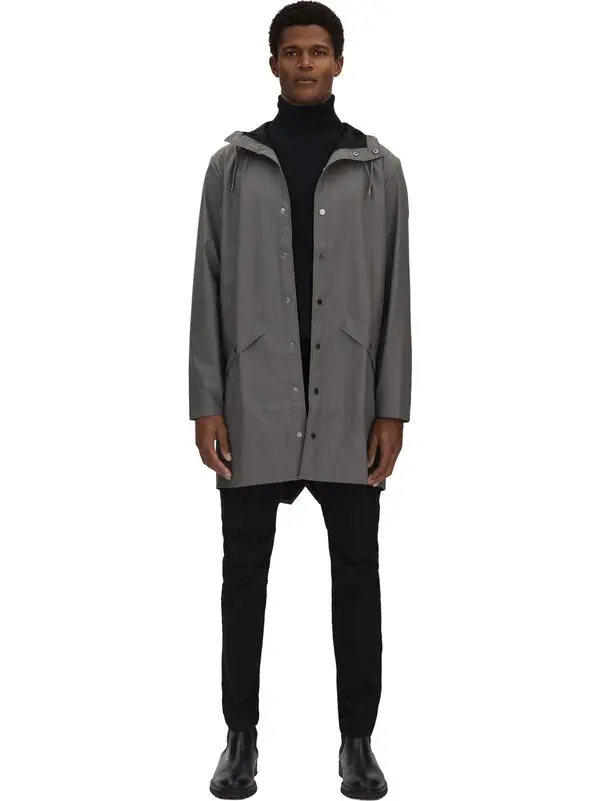 Rains Longline Hooded Raincoat - Slate