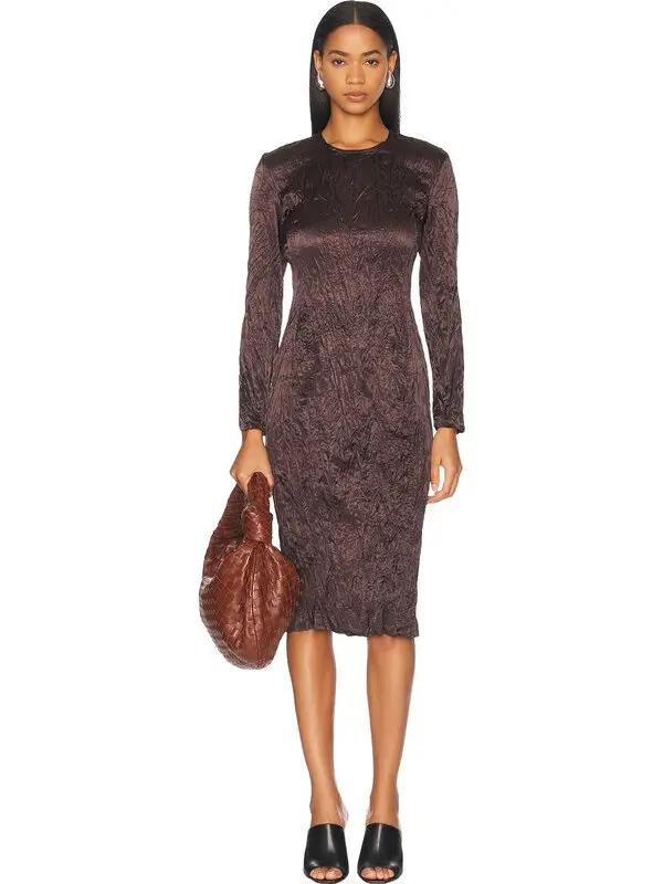Bottega Veneta Long Sleeve Midi Dress - Ebony