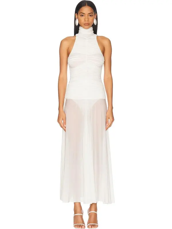 Magda Butrym High Neck Long Dress - White