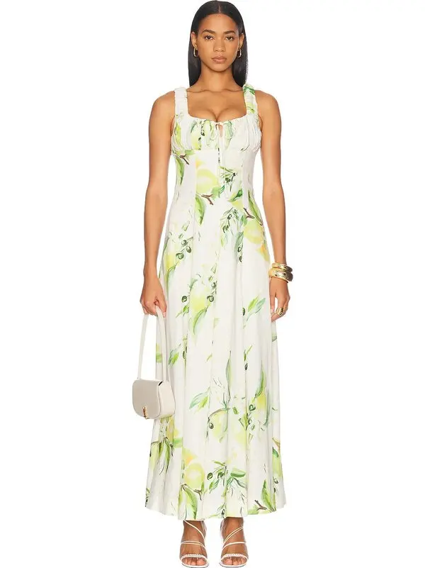 NICHOLAS Dina Midi Dress - Anisa Ivory Lemon