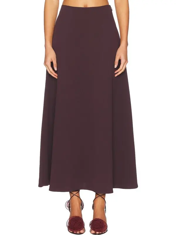 HELSA The Heavy Crepe Midi Skirt - Eggplant