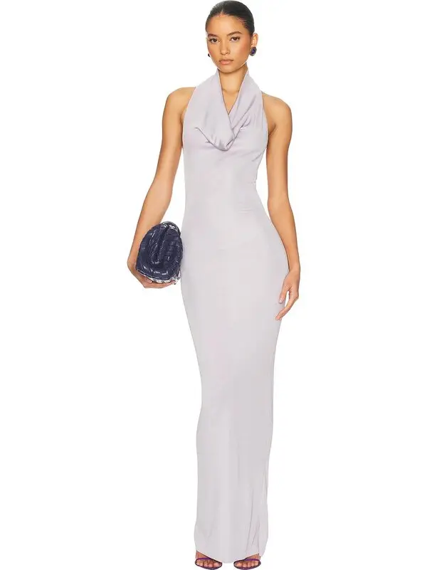 HELSA Aaliyah Maxi Knit Dress - Silver