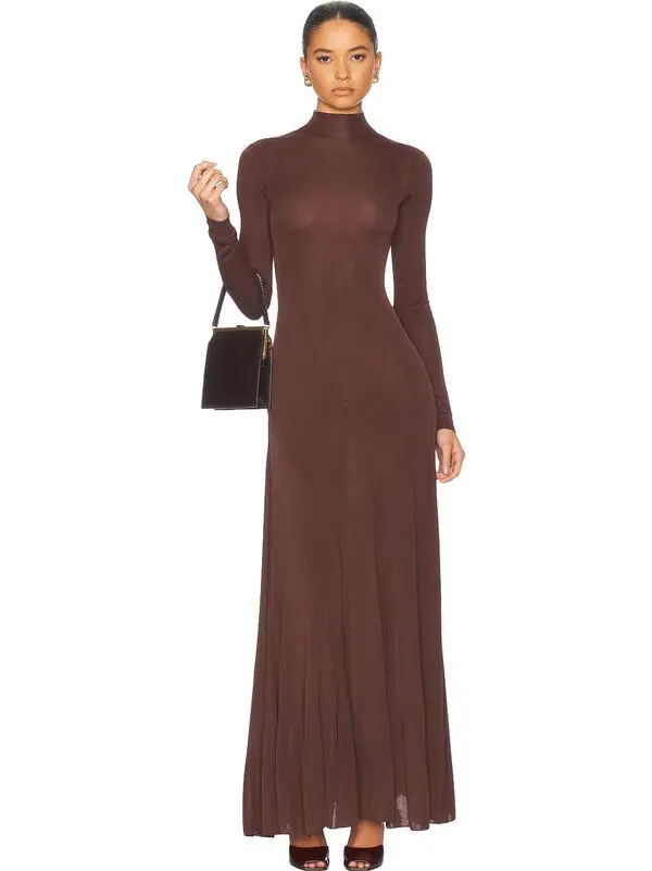 HELSA Zia Maxi Knit Dress - Brown