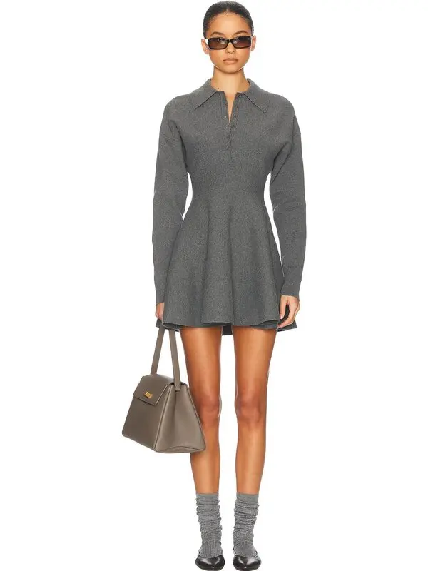 HELSA Saffron Mini Knit Dress - Heather Grey
