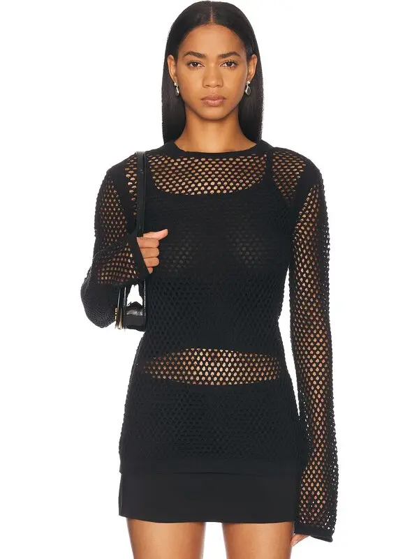 Helmut Lang Mesh Long Sleeve Top - Black