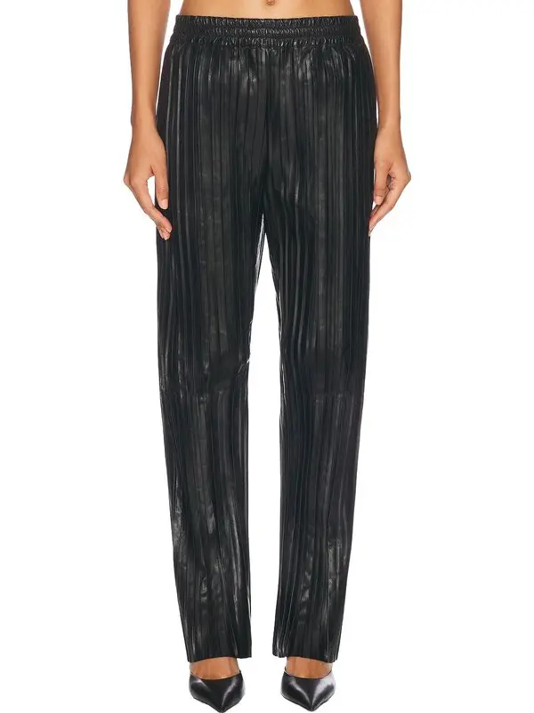 Helmut Lang Pleated Leather Pant - Black