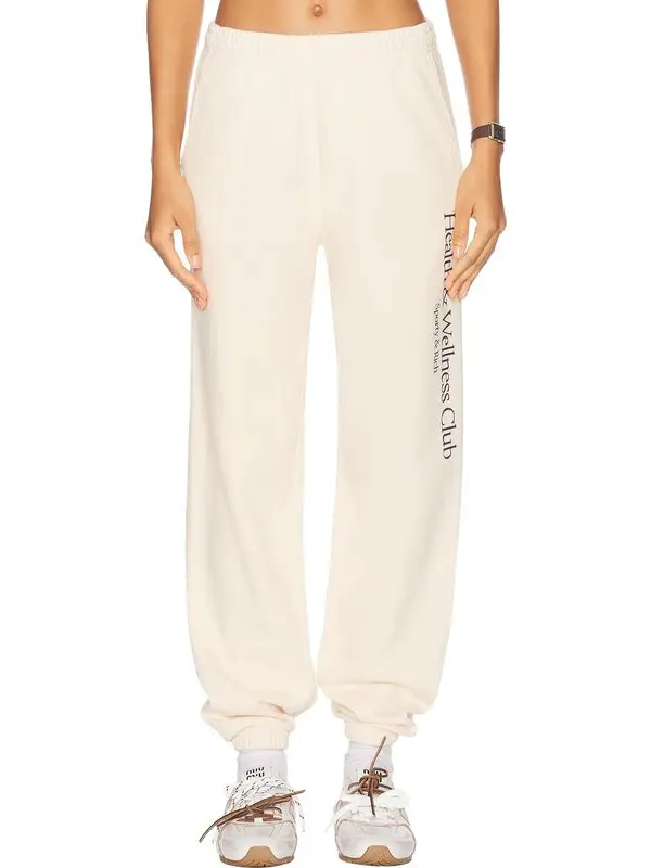 SPORTY & RICH Health & Wellness Crest Fleece Sweatpants - Cream