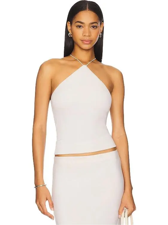 Enza Costa Silk Knit Halter Tank Top - Beige