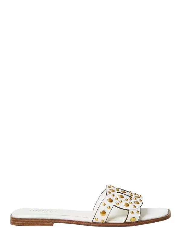 TWINSET Stud-embellished Slides - White
