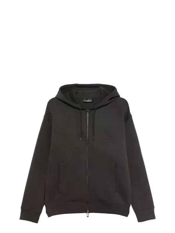 Emporio Armani Logo-embossed Hoodie - Black