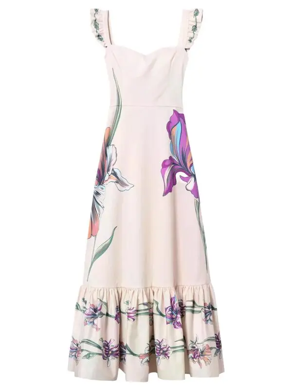La DoubleJ Floral Print Midi Dress - White