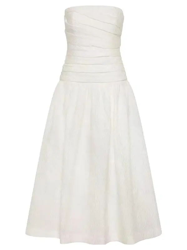 Rachel Gilbert Strapless Jacquard Dress - White
