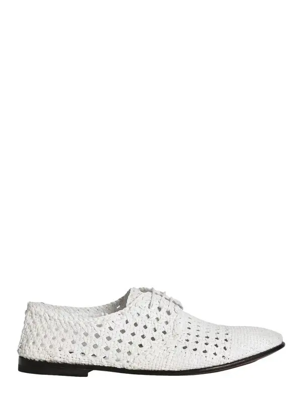 Dolce & Gabbana Woven Raffia Derby Shoes - White