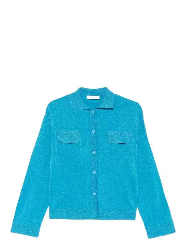 AKEP Lurex-detail Shirt - Blue