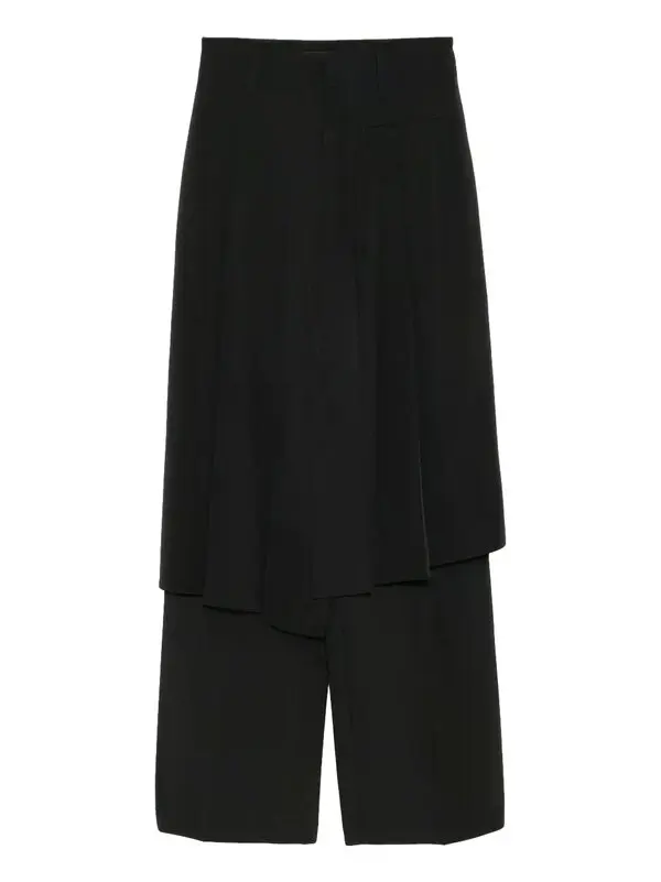 Goen.j Asymmetrically Pleated Straight Trousers - Black