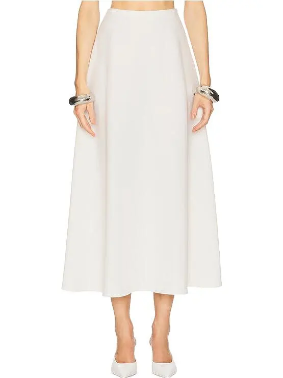 HELSA Heavy Crepe Midi Skirt - Ivory