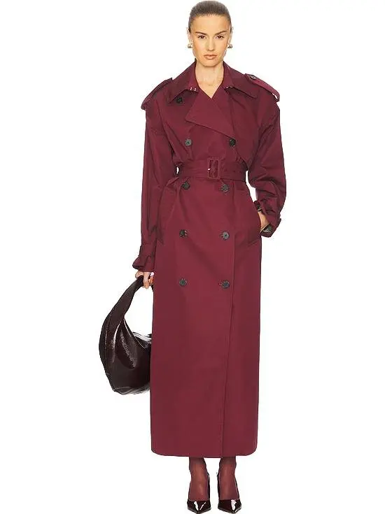 HELSA Classic Oversized Trench - Burgundy