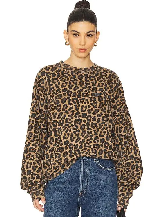 ANINE BING Miles Sweatshirt - Black & Brown Leopard