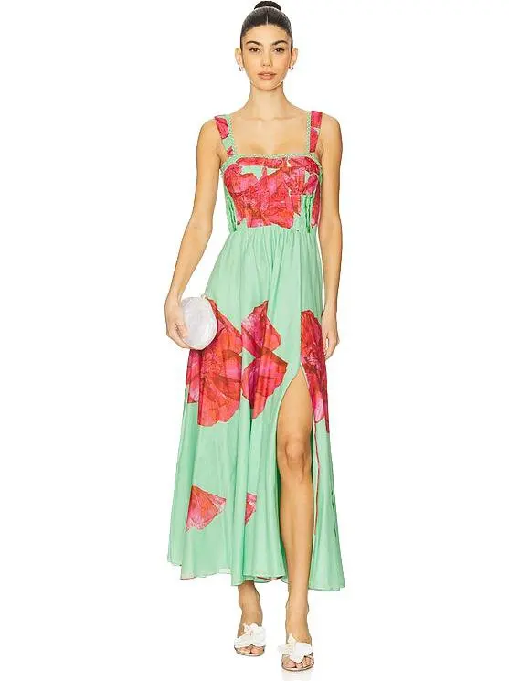 Charo Ruiz Ibiza Crissy Long Dress - Green Blossom