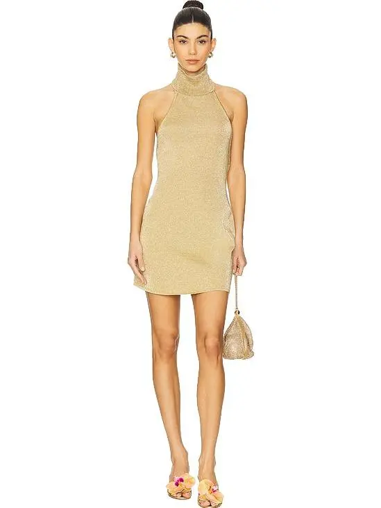 Cult Gaia Kaylilah Metallic Knit Mini Dress - Gold