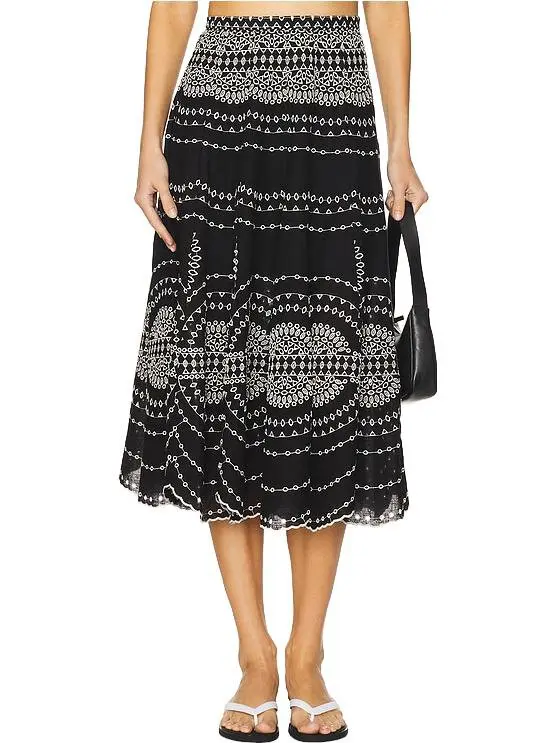 Charo Ruiz Ibiza Livvy Midi Skirt - Black Nel?m