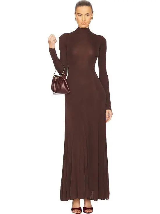 HELSA Zia Maxi Knit Dress - Brown