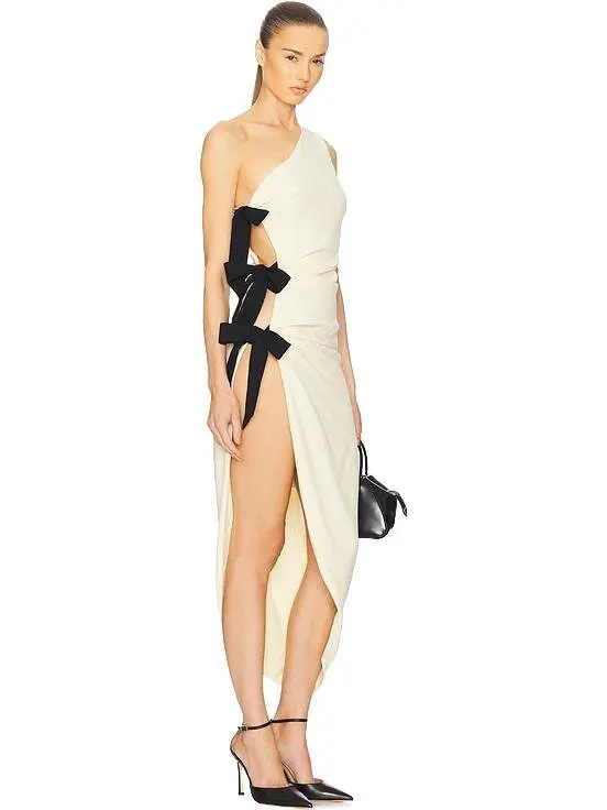 HELSA The Seline Dress With Bows - Yellow & Black