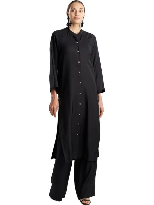 Natori Cotton Silk Twill Tunic - Black