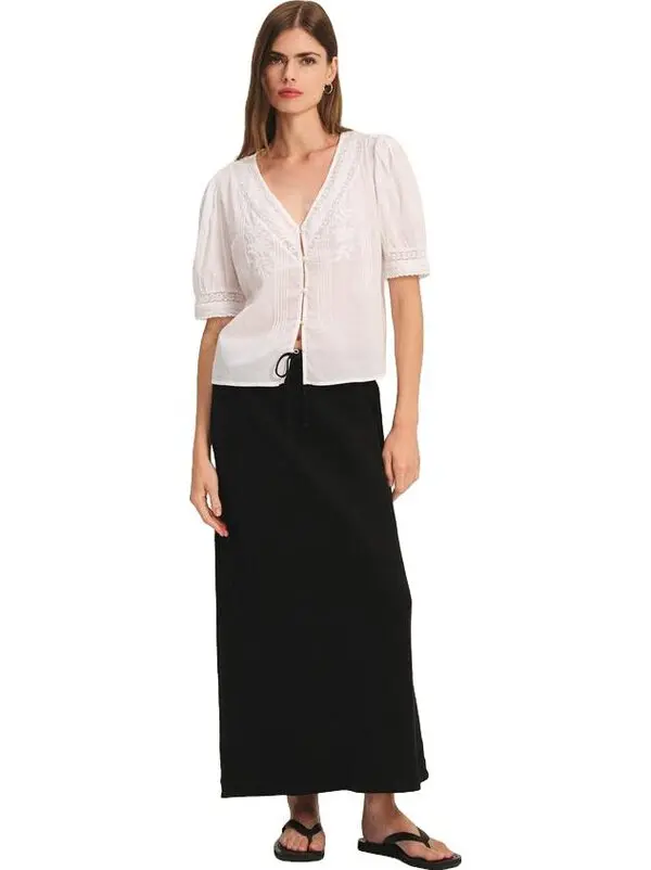 Velvet By Graham & Spencer Beka Heavy Linen Maxi Skirt - Black