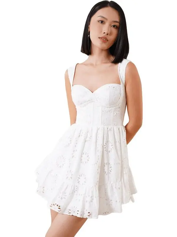 Yumi Kim Eyelet Mini Dress - White