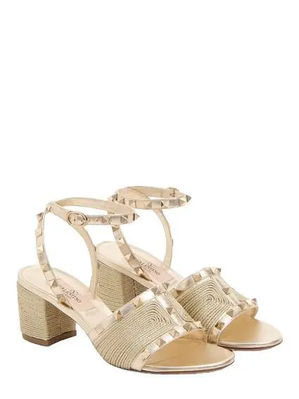 Valentino Garavani Rockstud Sandal With Cornely Embroidery - Metallic