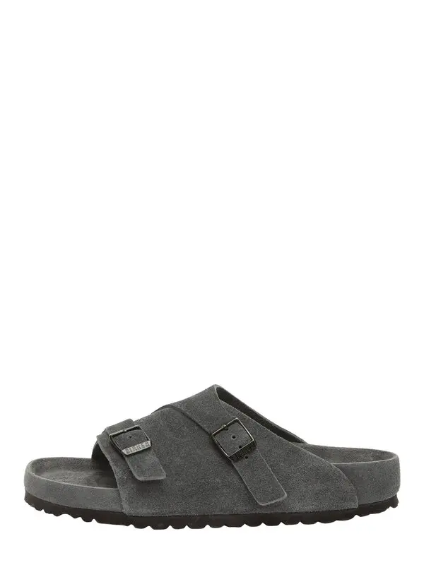 BIRKENSTOCK Zürich Suede Slides - Charcoal Suede Exquisite