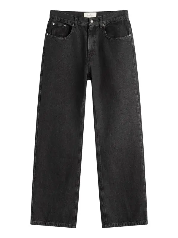 SECOND / LAYER Relaxed Baggy Jeans - Black Stone Wash