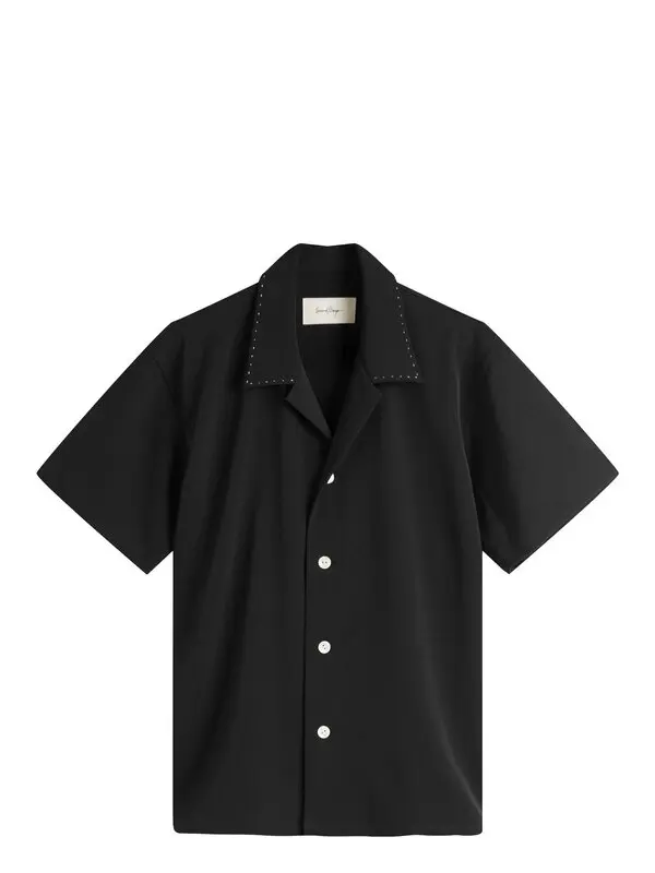 SECOND / LAYER Open Collar Shirt - Black