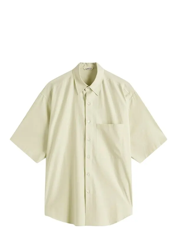 Auralee Washed Finx Twill Big Half Sleeved Shirt - Light Green