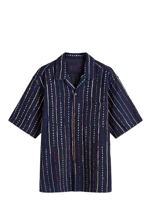 KARDO Ronen Embroidered Stripe Vacation Shirt - Blue
